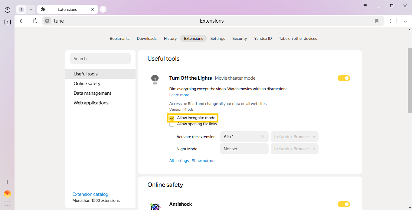 Incognito mode | Browser