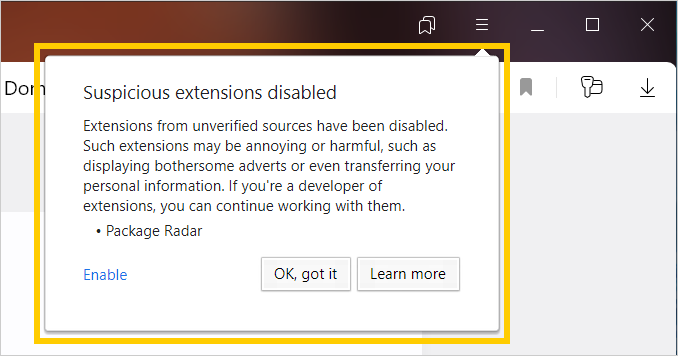 Protect: extensions security | Browser
