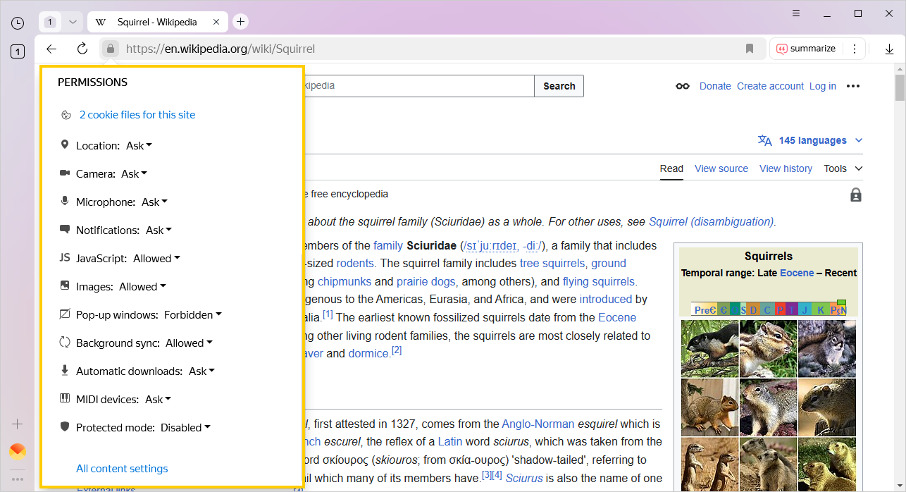 Cookie files | Browser