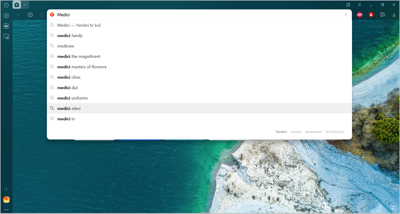 Arama ayarları | Browser